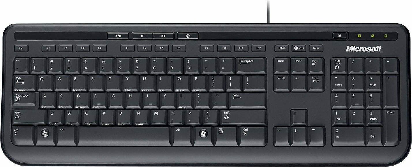 Microsoft Wired Keyboard 600 Πληκτρολόγιο Ελληνικό Black ANB-00016